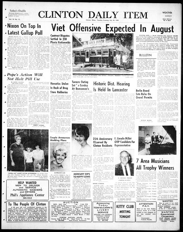 Clinton Daily Item. July 30, 1968 - Digital Commonwealth
