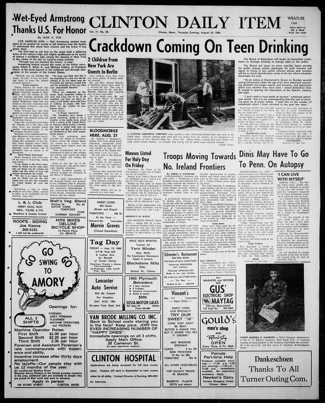 Clinton Daily Item. August 14, 1969 - Digital Commonwealth