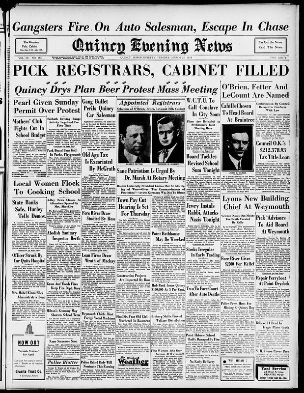 Quincy Evening News. March 28, 1933 - Digital Commonwealth