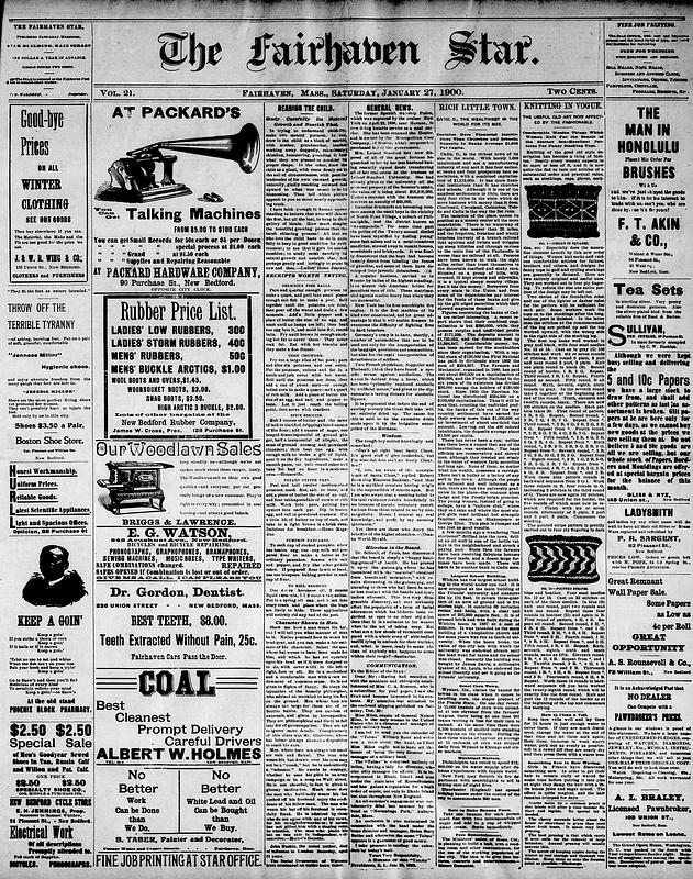 The Fairhaven Star. January 27, 1900 - Digital Commonwealth