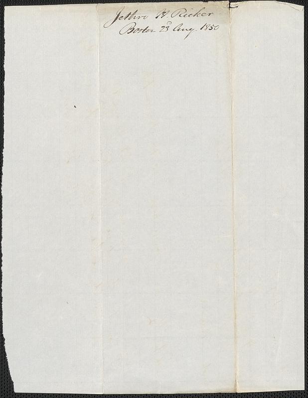 Jethro H. Ricker to George Coffin, 23 August 1850 - Digital Commonwealth