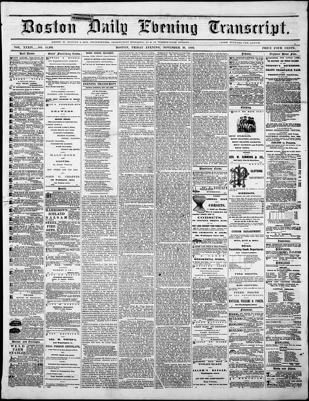 Boston Daily Evening Transcript. November 30, 1866 - Digital Commonwealth