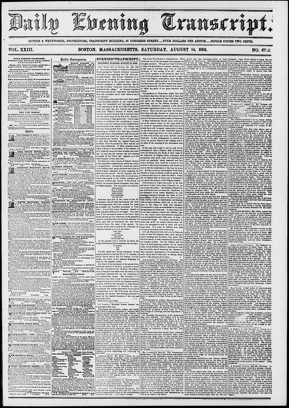 Daily Evening Transcript. August 14, 1852 - Digital Commonwealth