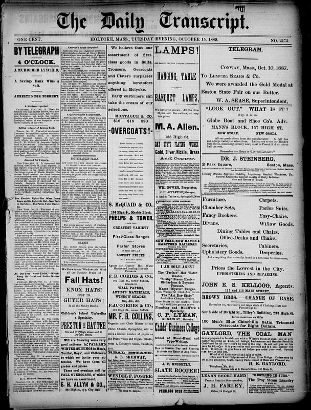 The Daily Transcript. October 15, 1889 - Digital Commonwealth