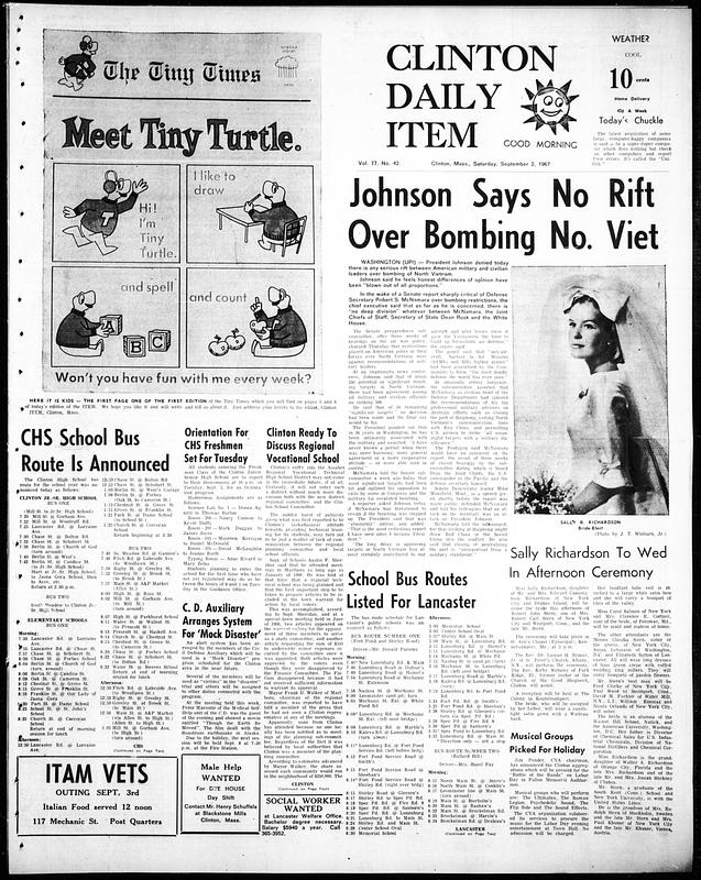 Clinton Daily Item. September 02, 1967 - Digital Commonwealth