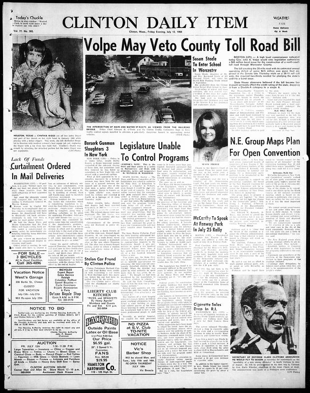 Clinton Daily Item. July 12, 1968 - Digital Commonwealth