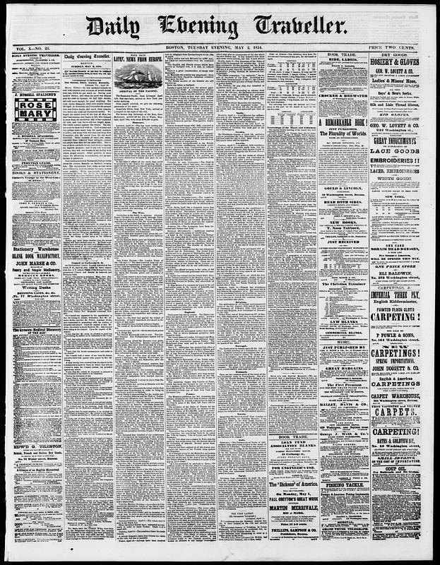 Daily Evening Traveller. May 02, 1854 - Digital Commonwealth