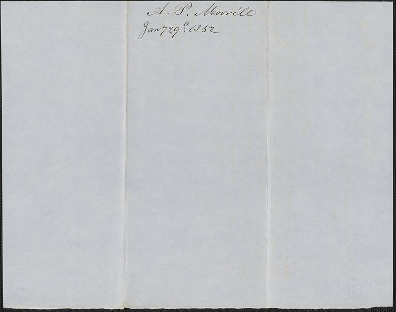 Samuel Warner to Anson P. Morrill, 29 January 1852 - Digital Commonwealth