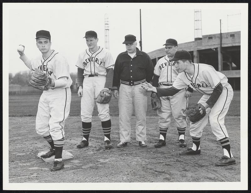 Beverly - Infield L.R Roger Strout SS - Red Fahi 3rd. Jerry Pelonzi 1b ...