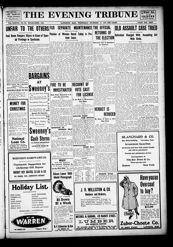 The Evening Tribune. December 16, 1908 - Digital Commonwealth