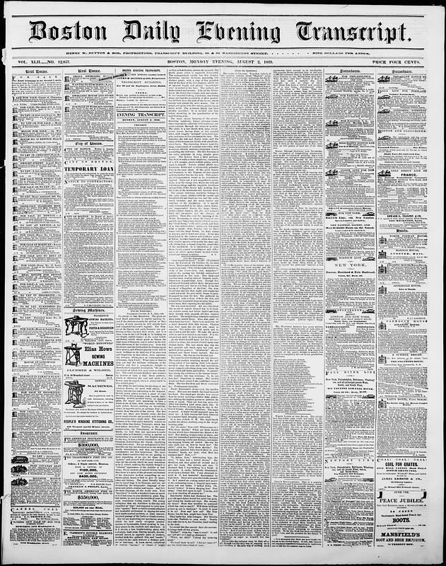 Boston Daily Evening Transcript. August 02, 1869 - Digital Commonwealth