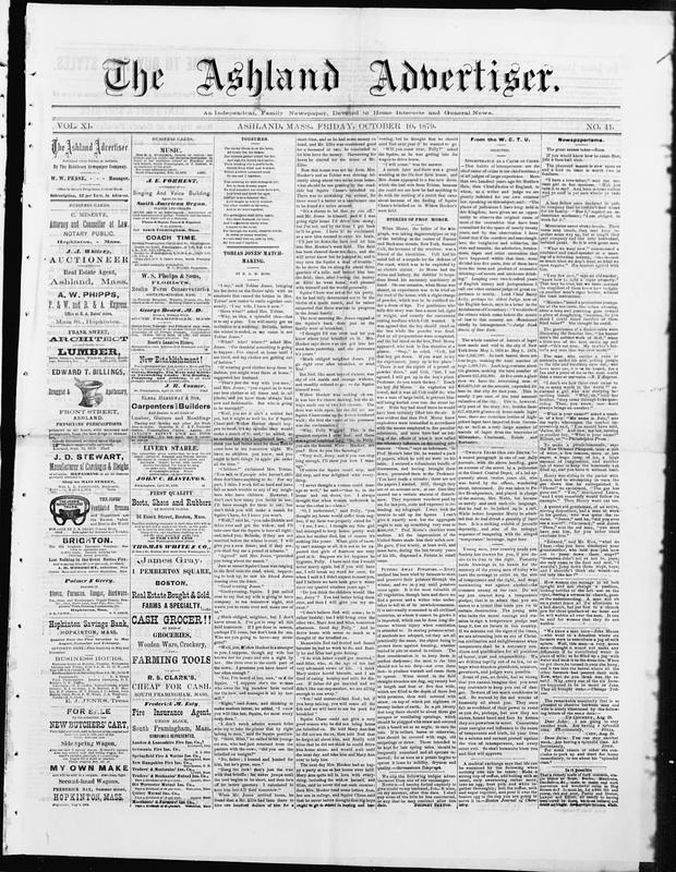 The Ashland Advertiser. October 10, 1879 - Digital Commonwealth