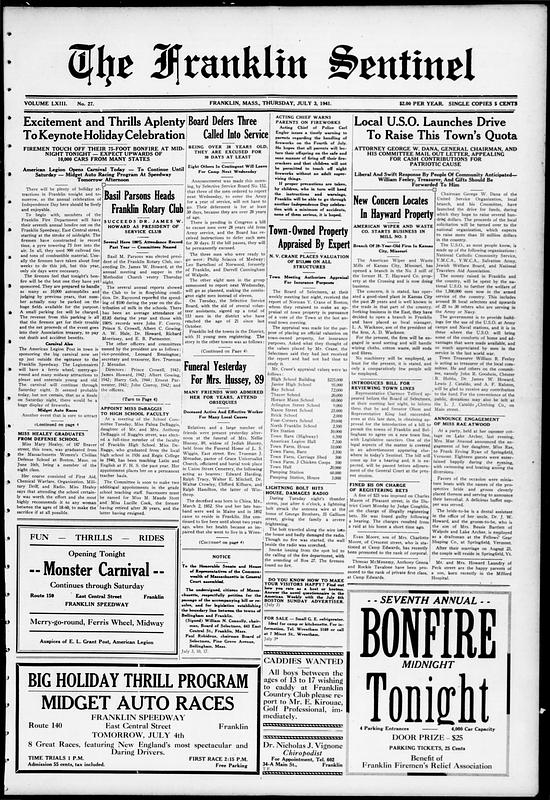 The Franklin Sentinel. July 03, 1941 - Digital Commonwealth
