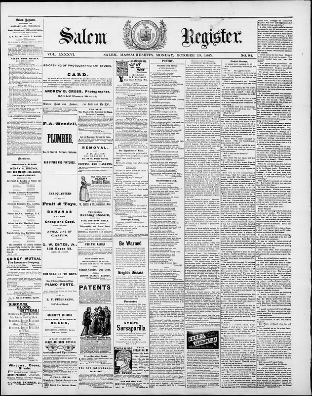 Salem Register. October 19, 1885 - Digital Commonwealth