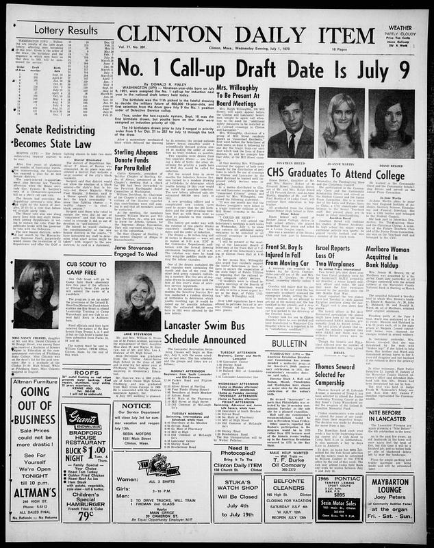 Clinton Daily Item. July 01, 1970 - Digital Commonwealth
