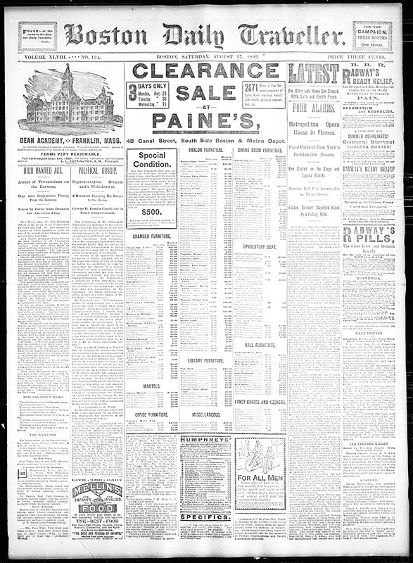 Boston Daily Traveller. August 27, 1892 - Digital Commonwealth