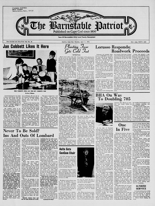 Barnstable Patriot. April 11, 1974 - Digital Commonwealth