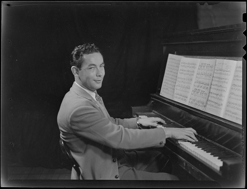 Gym team, Ray Wilkinson at the piano - Digital Commonwealth