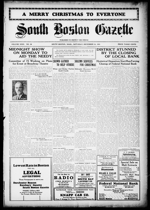 South Boston Gazette. December 19, 1931 - Digital Commonwealth