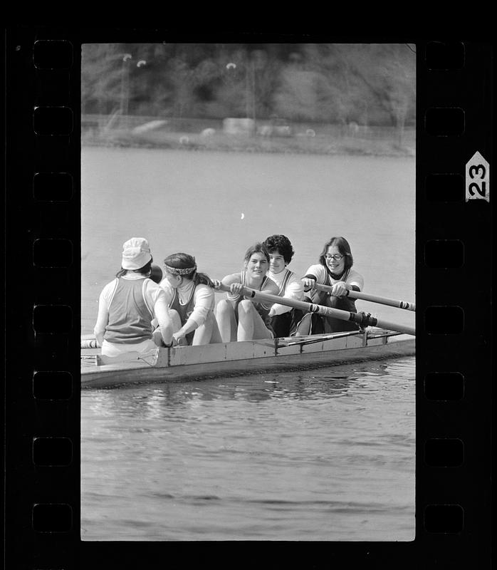Women's college crew practice on Charles River, Boston - Digital ...