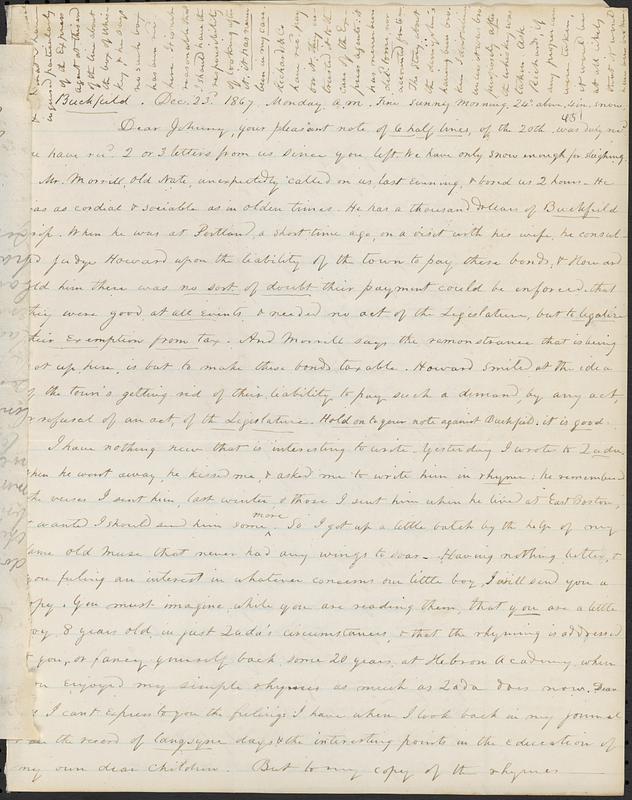 Letter from Zadoc Long to John D. Long, December 23, 1867 - Digital ...