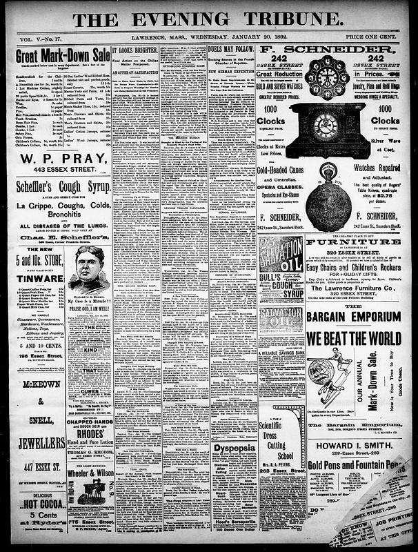 The Evening Tribune. January 20, 1892 - Digital Commonwealth