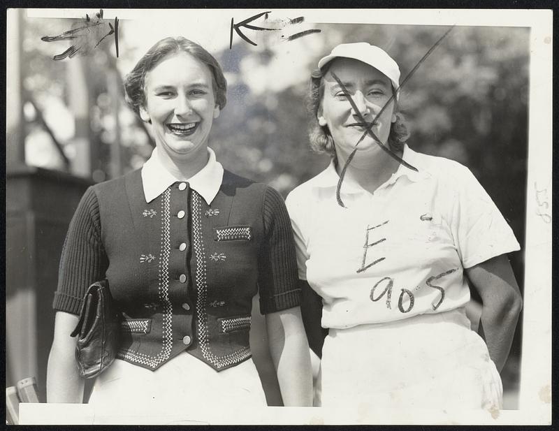 Keeping A Stiff Upper Lip are Valerie Scott of England (left), singles ...