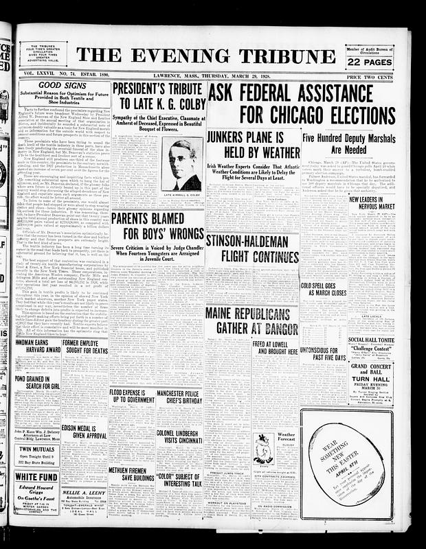 The Evening Tribune. March 29, 1928 - Digital Commonwealth