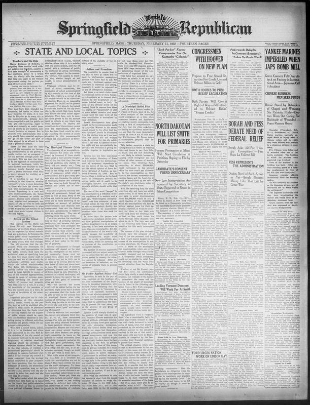 Springfield Weekly Republican. February 11, 1932 - Digital Commonwealth