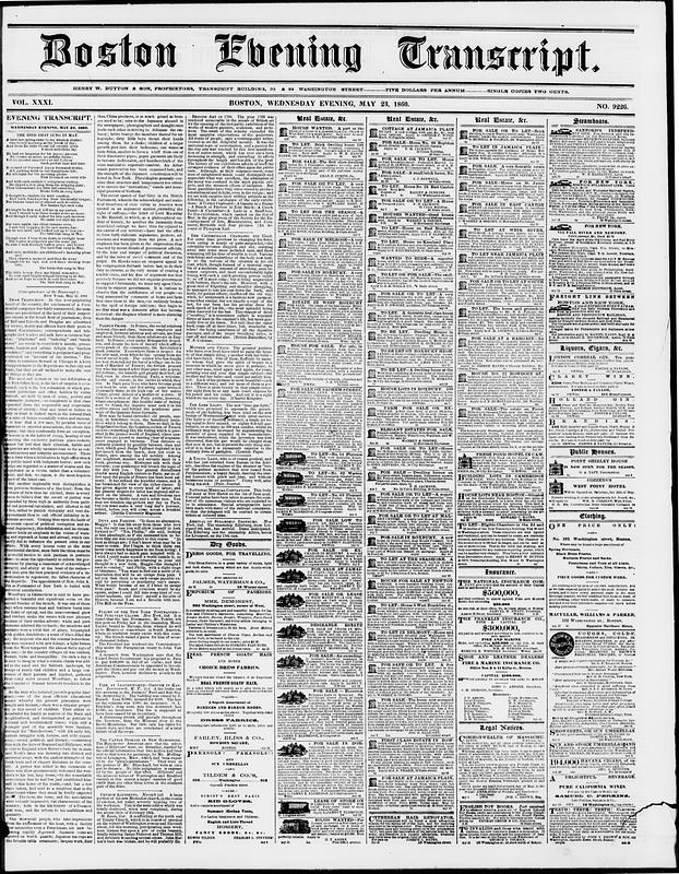 Boston Evening Transcript. May 23, 1860 - Digital Commonwealth