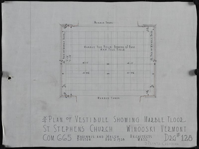 Three-quarter inch plan of vestibule showing marble floor - Digital ...