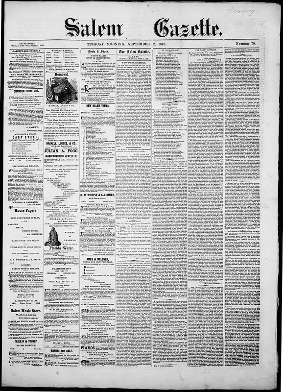 The Salem Gazette. September 02, 1873 - Digital Commonwealth