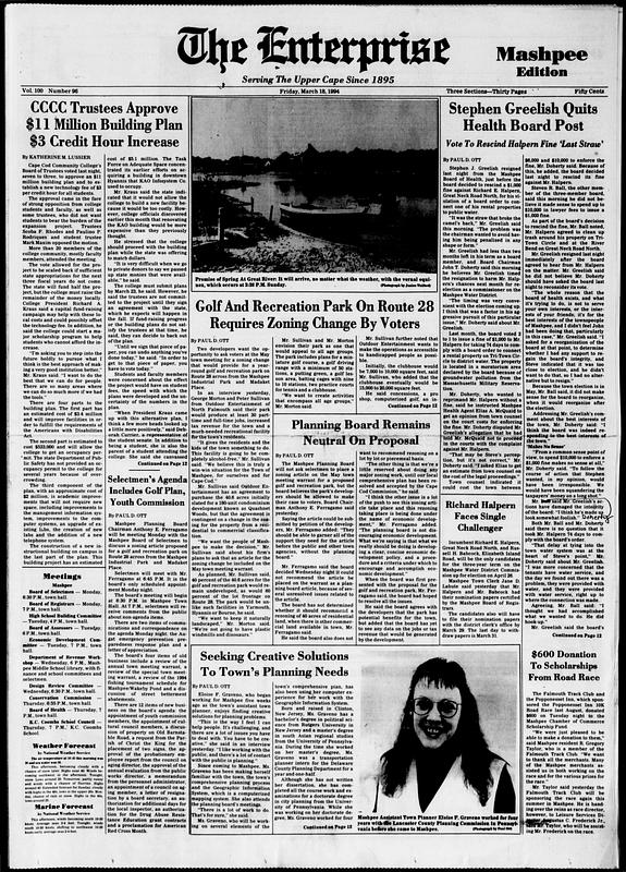 The Mashpee Enterprise. March 18, 1994 - Digital Commonwealth