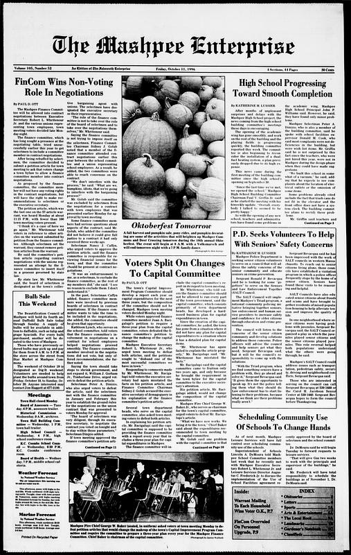 The Mashpee Enterprise. October 11, 1996 - Digital Commonwealth