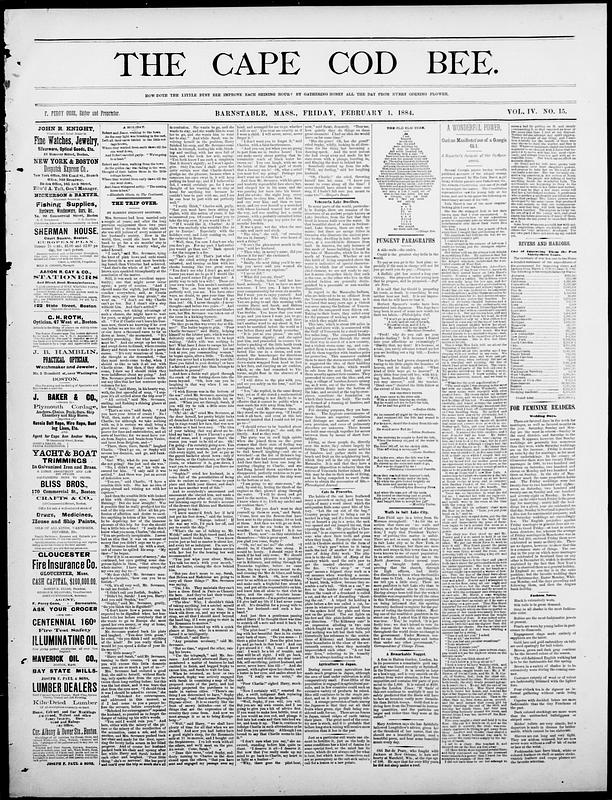 The Cape Cod Bee. February 01, 1884 - Digital Commonwealth