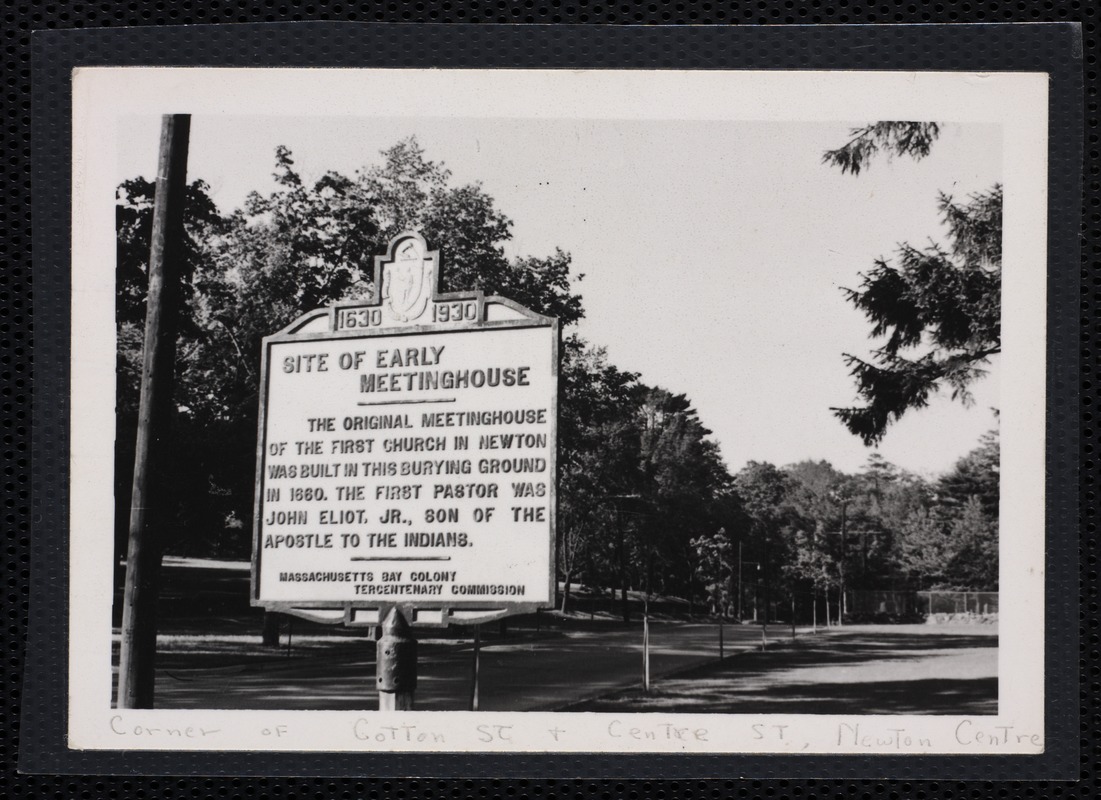 Villages of Newton, MA. Newton Centre. Sign: Cotton & Centre Sts ...