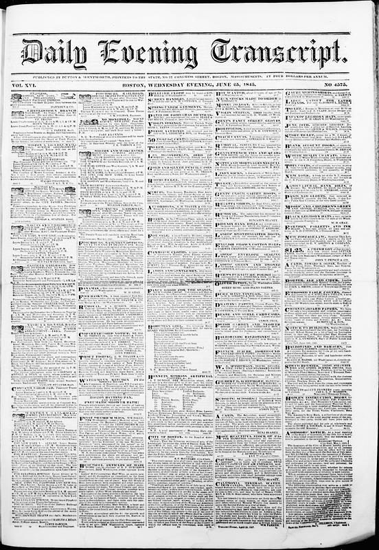 Daily Evening Transcript. June 25, 1845 - Digital Commonwealth