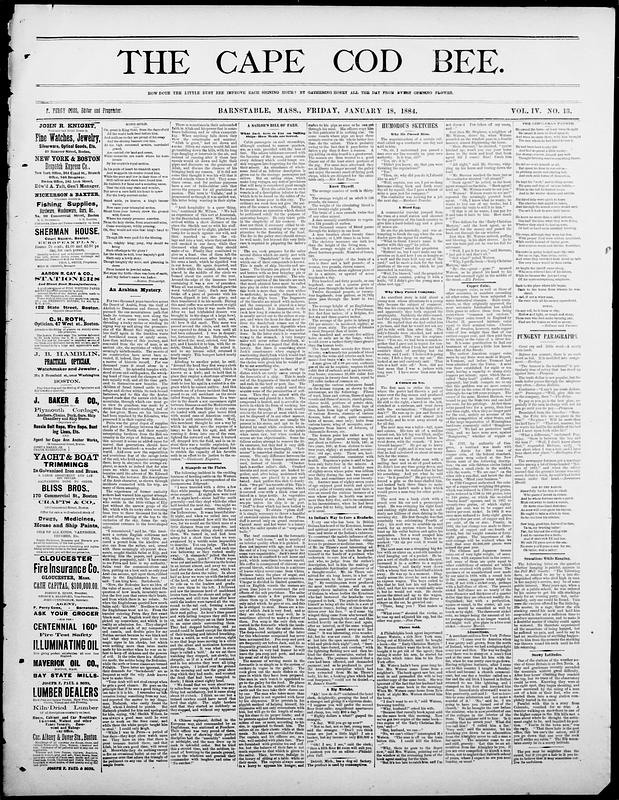 The Cape Cod Bee. January 18, 1884 - Digital Commonwealth