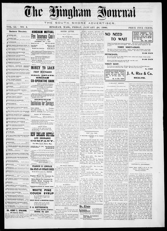 Hingham Journal. January 26, 1900 - Digital Commonwealth