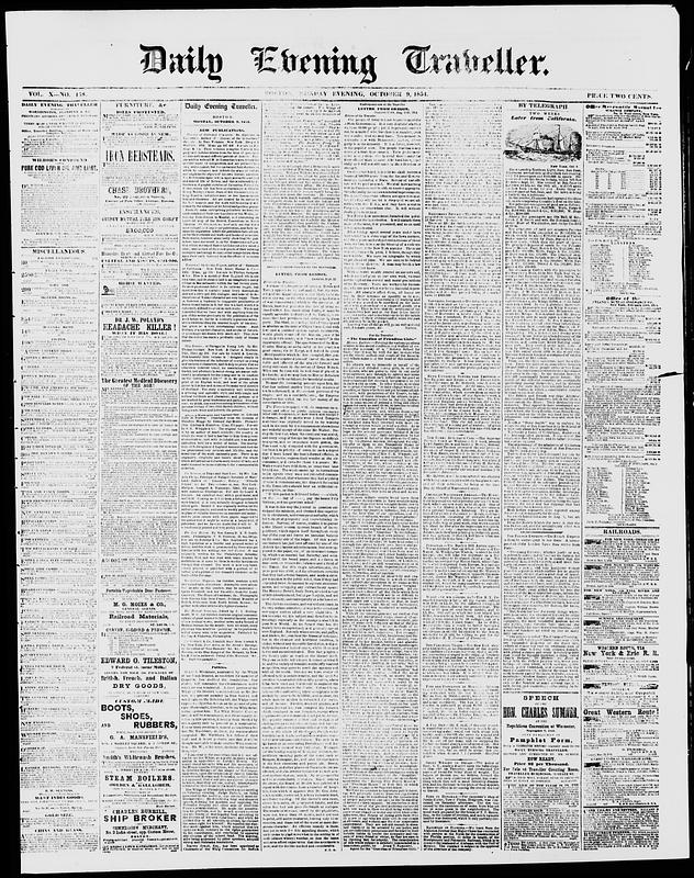 Daily Evening Traveller. October 09, 1854 - Digital Commonwealth