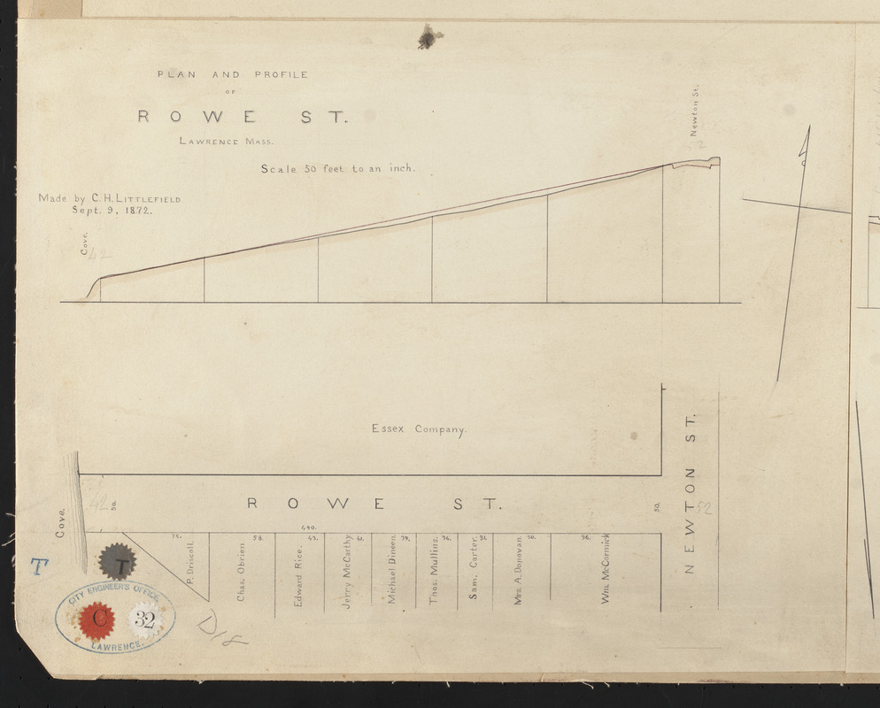 Plan and profile of Rowe St., Lawrence Mass. - Digital Commonwealth