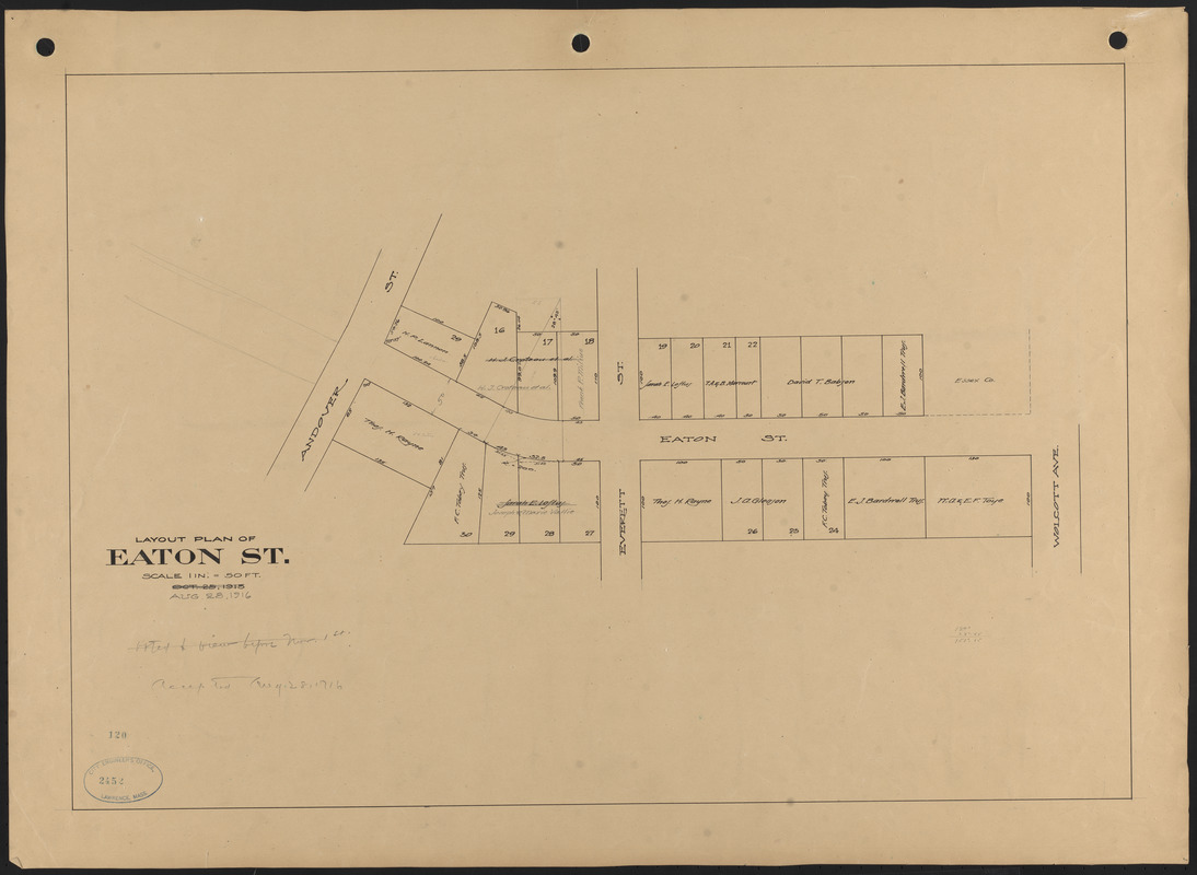 Layout plan of Eaton St. - Digital Commonwealth