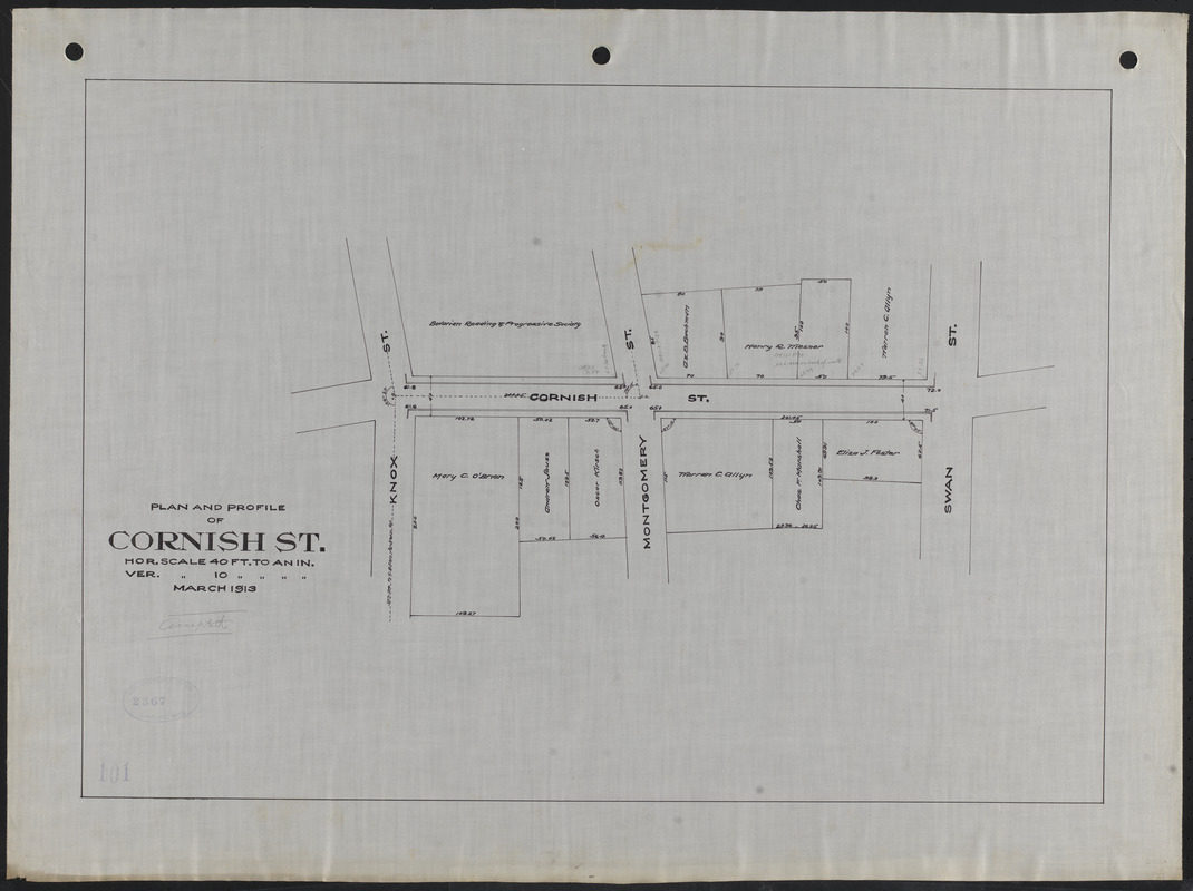 Plan and profile of Cornish St. - Digital Commonwealth