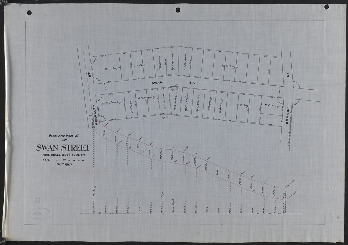 Plan and profile of Swan Street - Digital Commonwealth