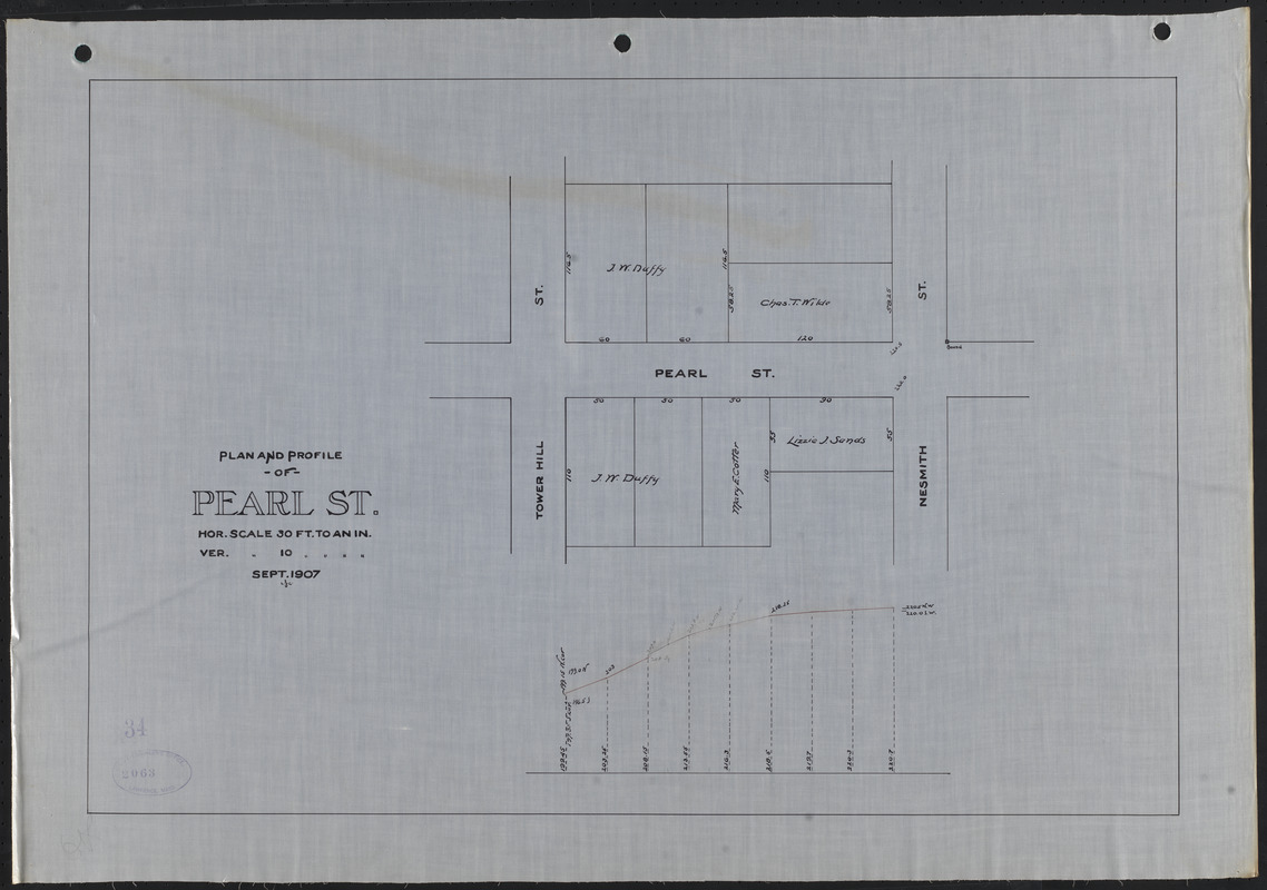 Plan and profile of Pearl St. - Digital Commonwealth