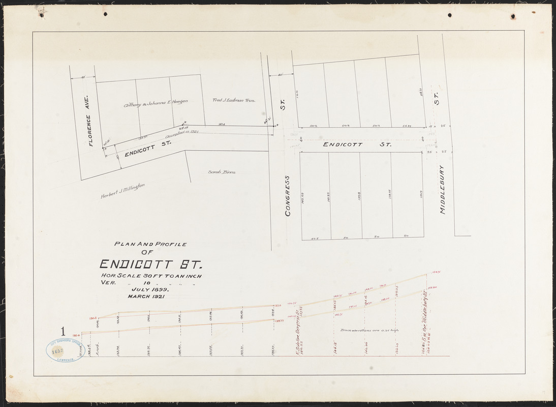 Plan and profile of Endicott St. - Digital Commonwealth