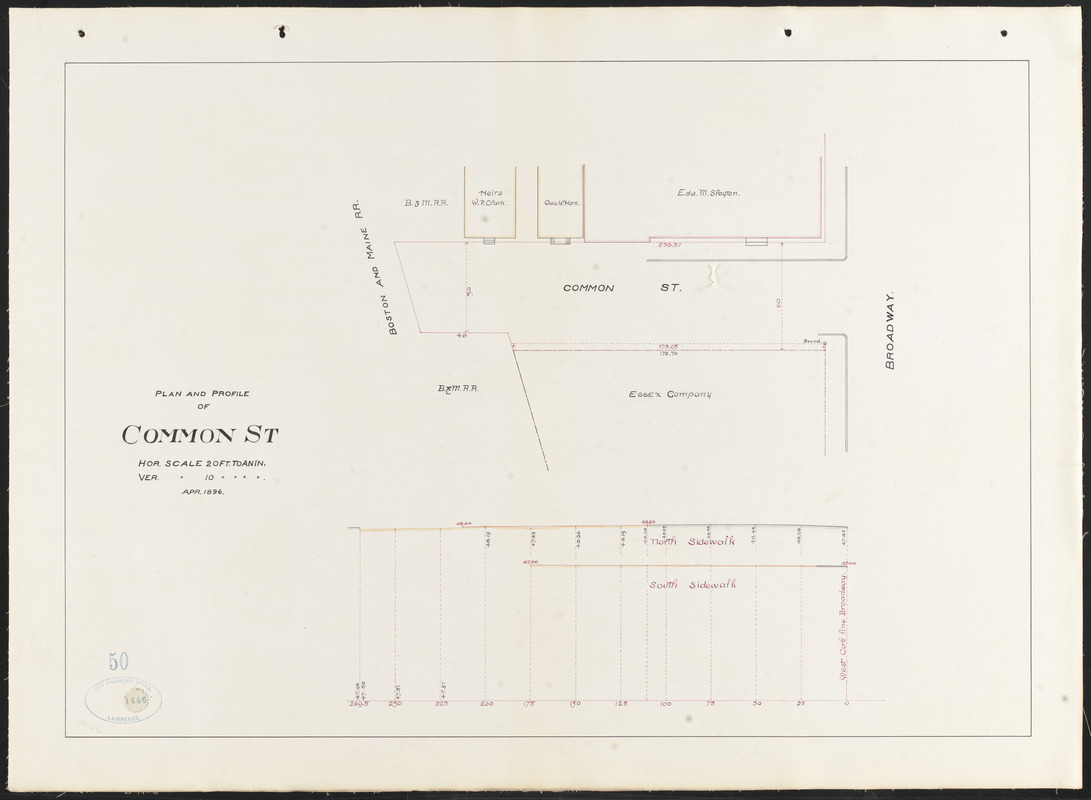 Plan and profile of Common St. - Digital Commonwealth