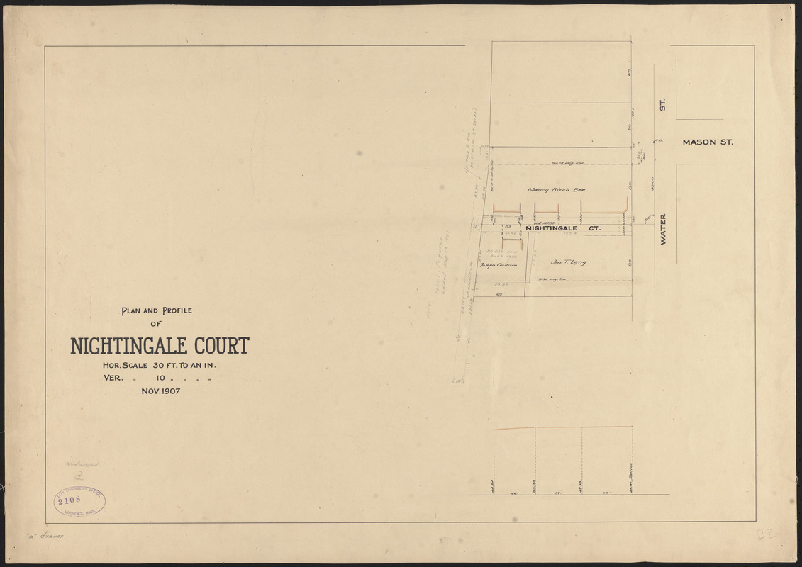 Plan and profile of Nightingale Court - Digital Commonwealth