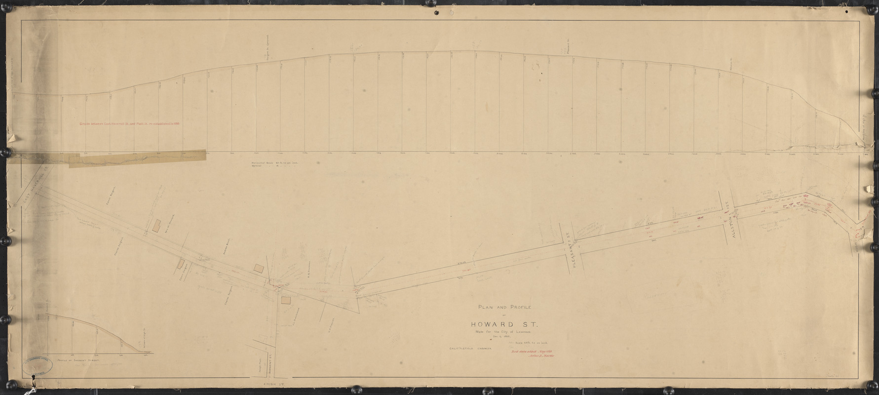 Plan and profile of Howard St. : Made for the City of Lawrence ...