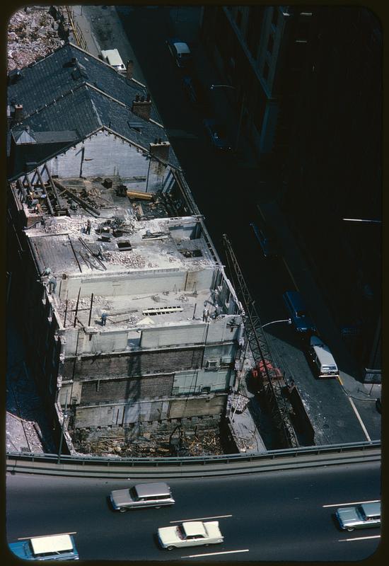 Elevated view of building under demolition, likely Boston - Digital ...
